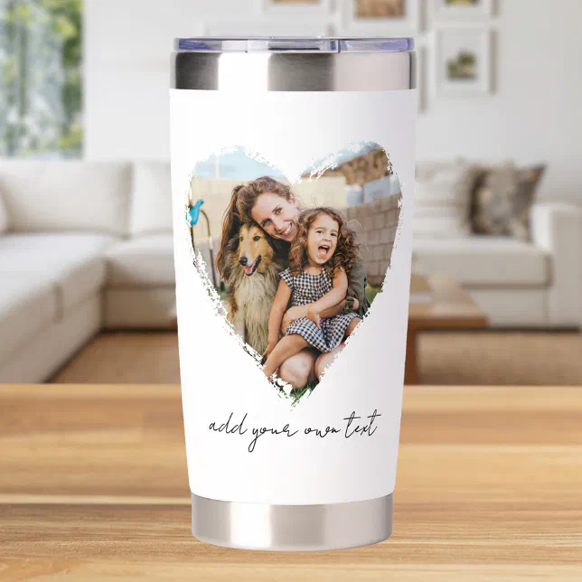 Create Your Own Heart Shaped 2 Photo Insulated Tumbler | Zazzle