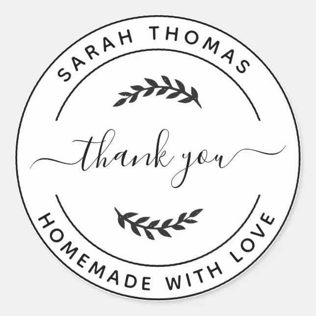 Create Your Own Homemade With Love Thank You Classic Round Sticker Zazzle