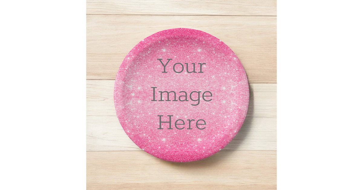Create Your Own Hot Pink Glitter Sparkle Metallic Paper Plates | Zazzle
