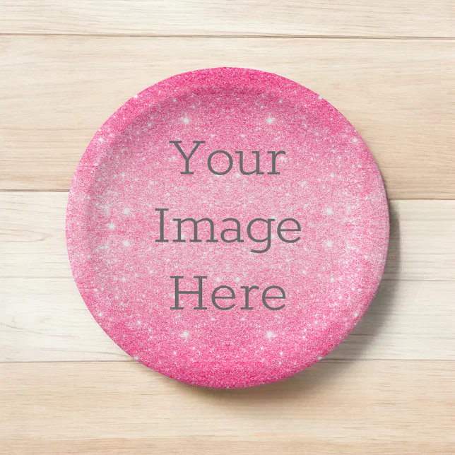 Create Your Own Hot Pink Glitter Sparkle Metallic Paper Plates | Zazzle