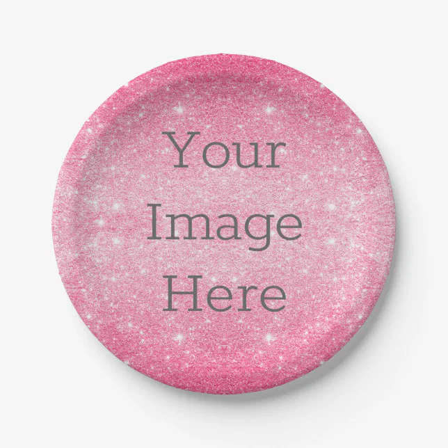 Create Your Own Hot Pink Glitter Sparkle Metallic Paper Plates | Zazzle