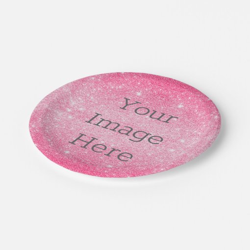 Create Your Own Hot Pink Glitter Sparkle Metallic Paper Plates | Zazzle
