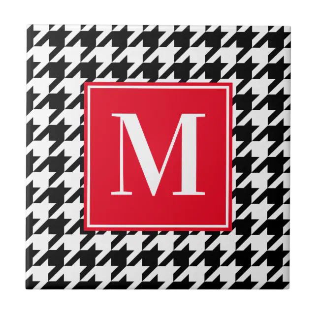 Create Your Own Houndstooth Pattern Monogrammed Ceramic Tile | Zazzle