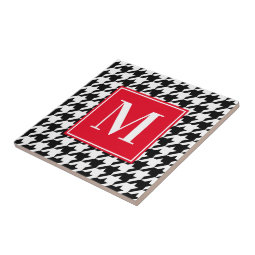 Create Your Own Houndstooth Pattern Monogrammed Ceramic Tile | Zazzle
