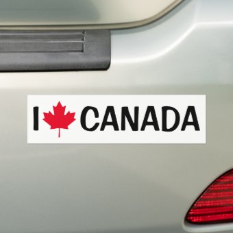 Create Your Own I Love Canada Maple Leaf Bumper Sticker | Zazzle