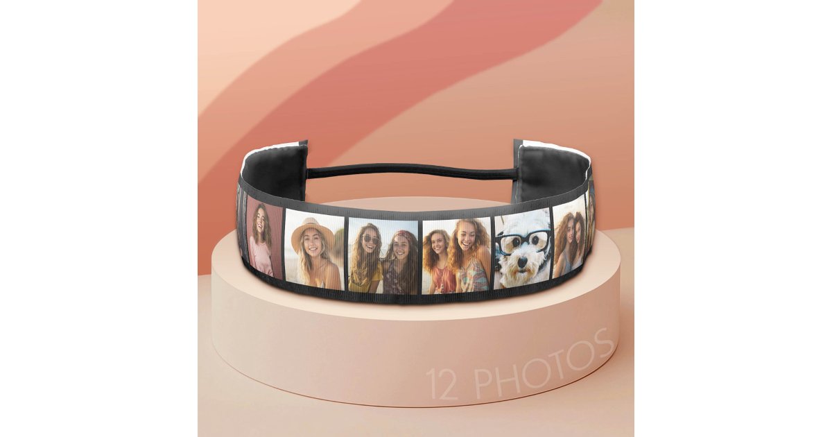Create Your Own Instagram 12 Photo Collage Athletic Headband | Zazzle