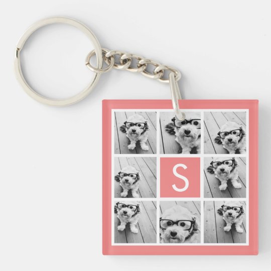 Create Your Own Instagram Collage Custom Monogram Keychain | Zazzle.com