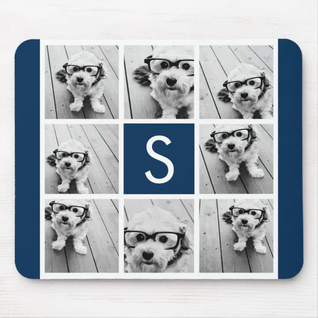 Create Your Own Instagram Collage Custom Monogram Mouse Pad | Zazzle