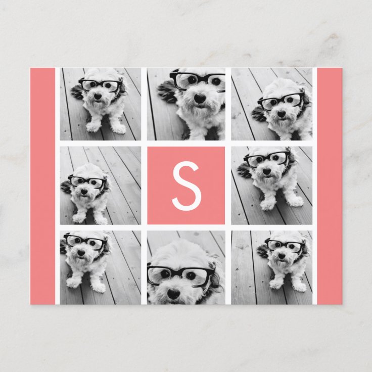 Create Your Own Instagram Collage Custom Monogram Postcard | Zazzle