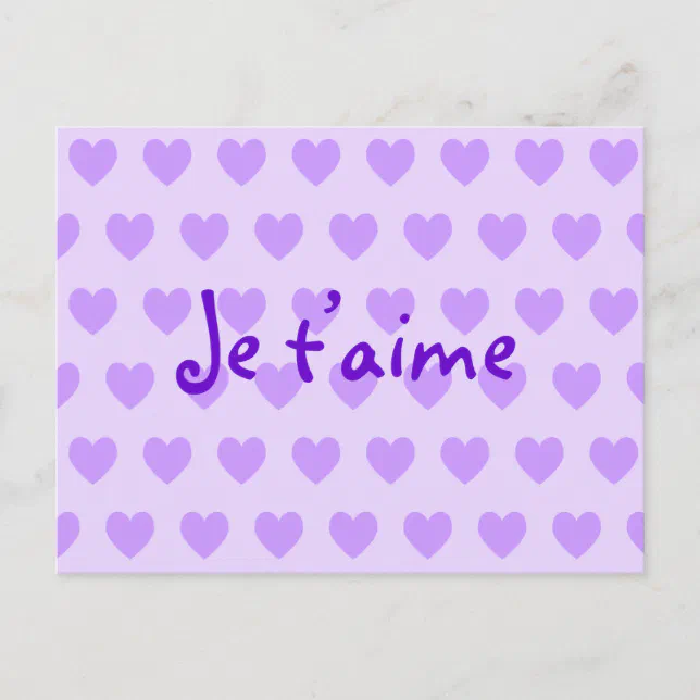 Create Your Own Je Taime Purple Hearts Postcard Zazzle