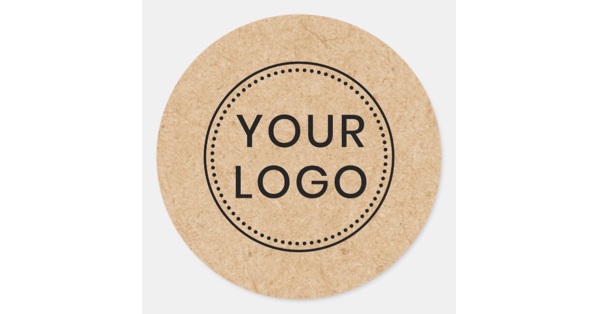 Create your own Kraft paper look custom logo text Classic Round Sticker ...
