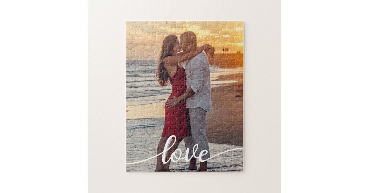 Create Your Own Love Script Romantic Couple Photo Jigsaw Puzzle | Zazzle