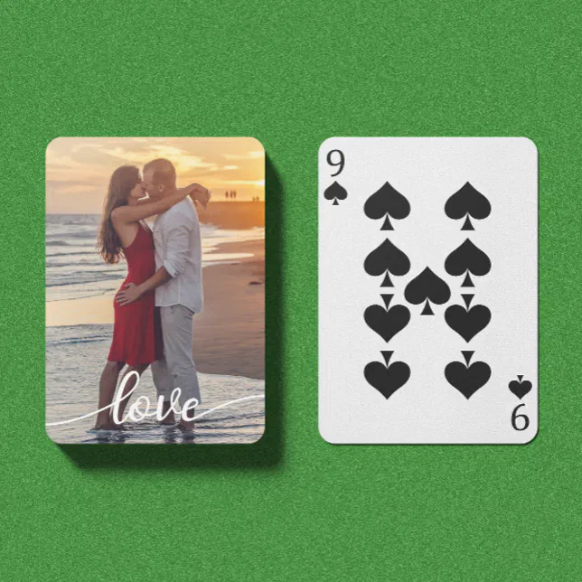 Create Your Own Love Script Romantic Couple Photo Poker Cards | Zazzle