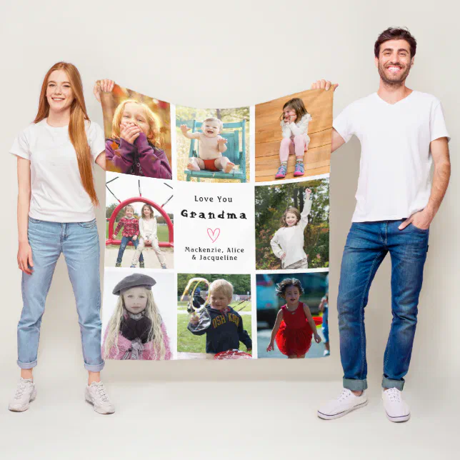 Create Your Own Love You Grandparent Photo Collage Fleece Blanket | Zazzle