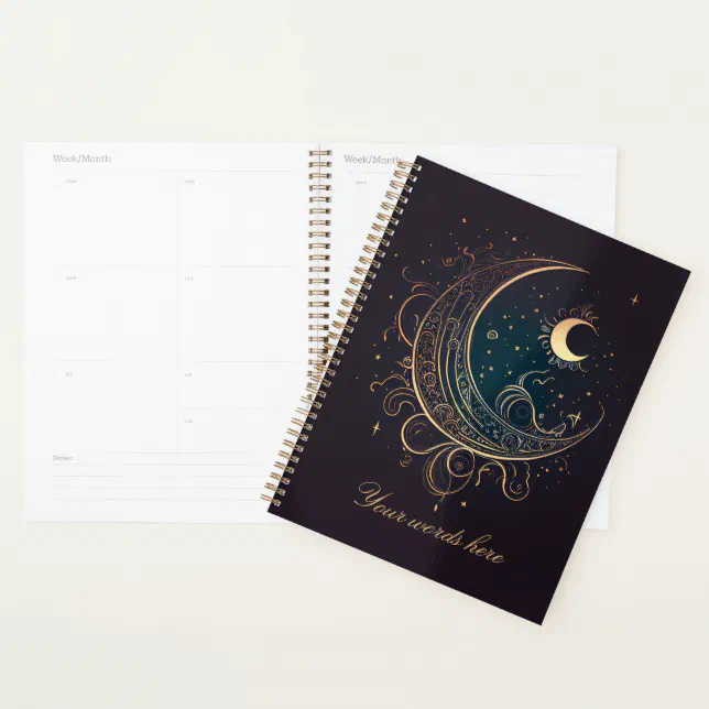 Create Your Own Magical Gold Filigree Moon Planner | Zazzle