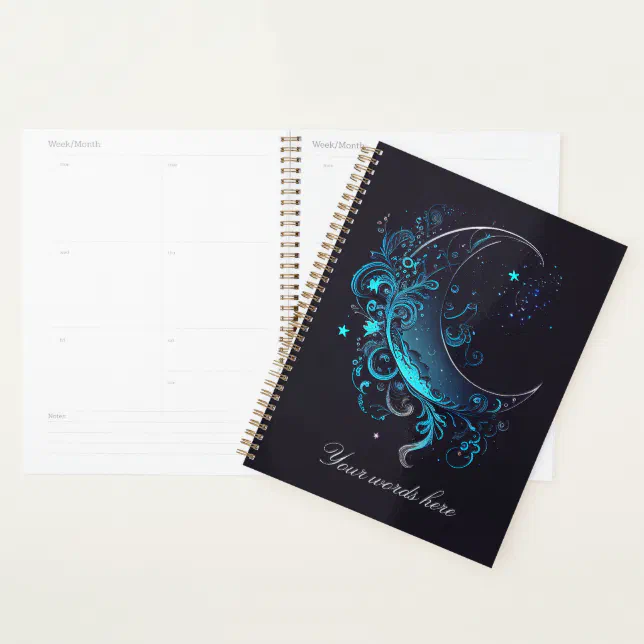 Create Your Own Magical Silver & Blue Moon Planner | Zazzle
