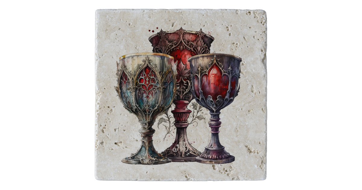 Create Your Own Medieval Red Gothic Chalices Trivet | Zazzle