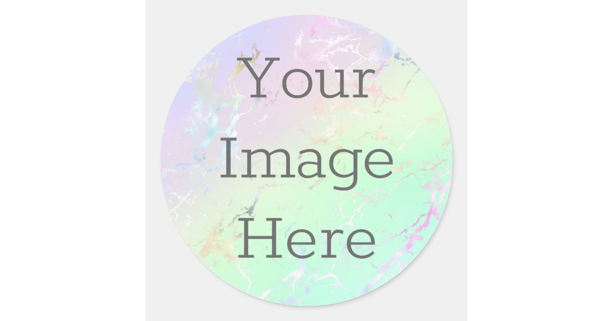 Create Your Own Metallic Faux Iridescent Marble Classic Round Sticker ...