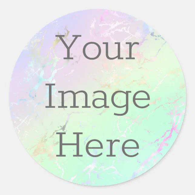 Create Your Own Metallic Faux Iridescent Marble Classic Round Sticker ...
