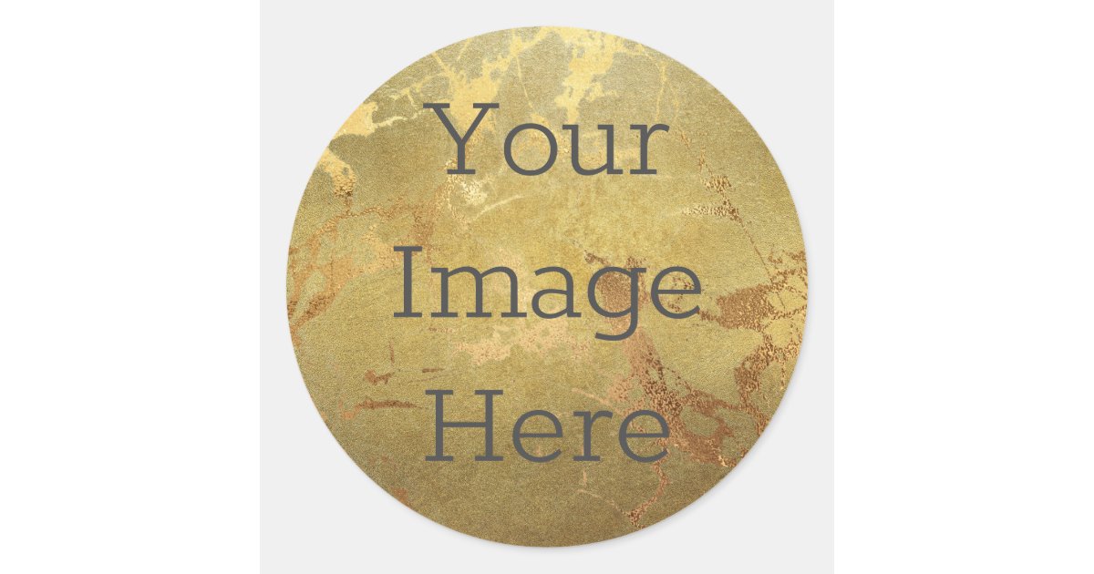 Create Your Own Metallic Gold Faux Marble Classic Round Sticker | Zazzle