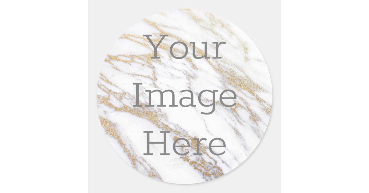 Create Your Own Metallic White & Gold Faux Marble Classic Round Sticker ...