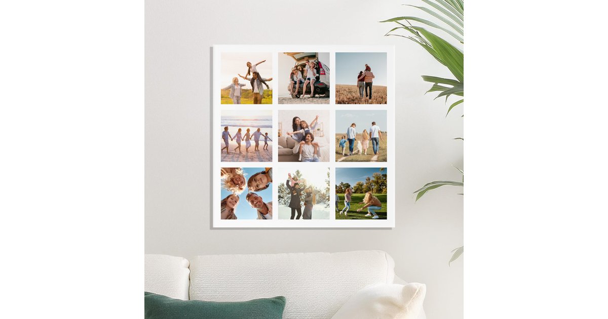 Create Your Own Modern 9 Photo Collage Square Acrylic Print | Zazzle