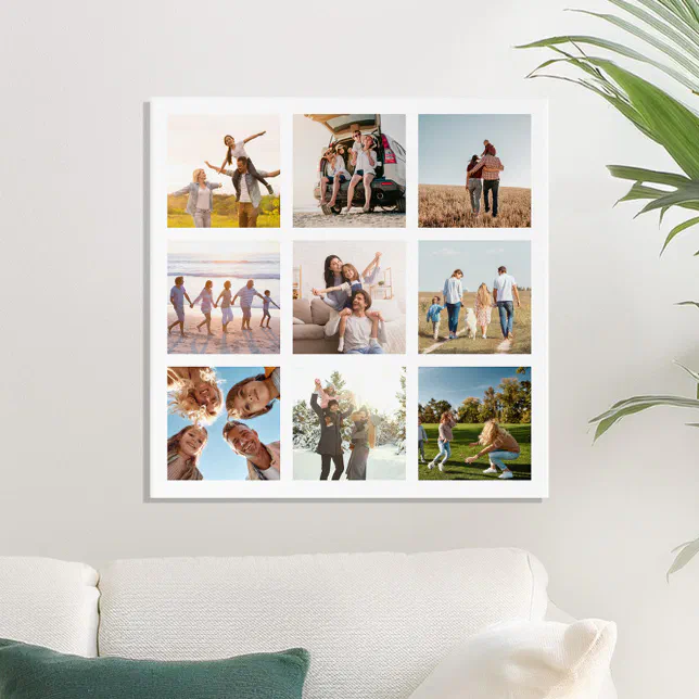 Create Your Own Modern 9 Photo Collage Square Acrylic Print | Zazzle