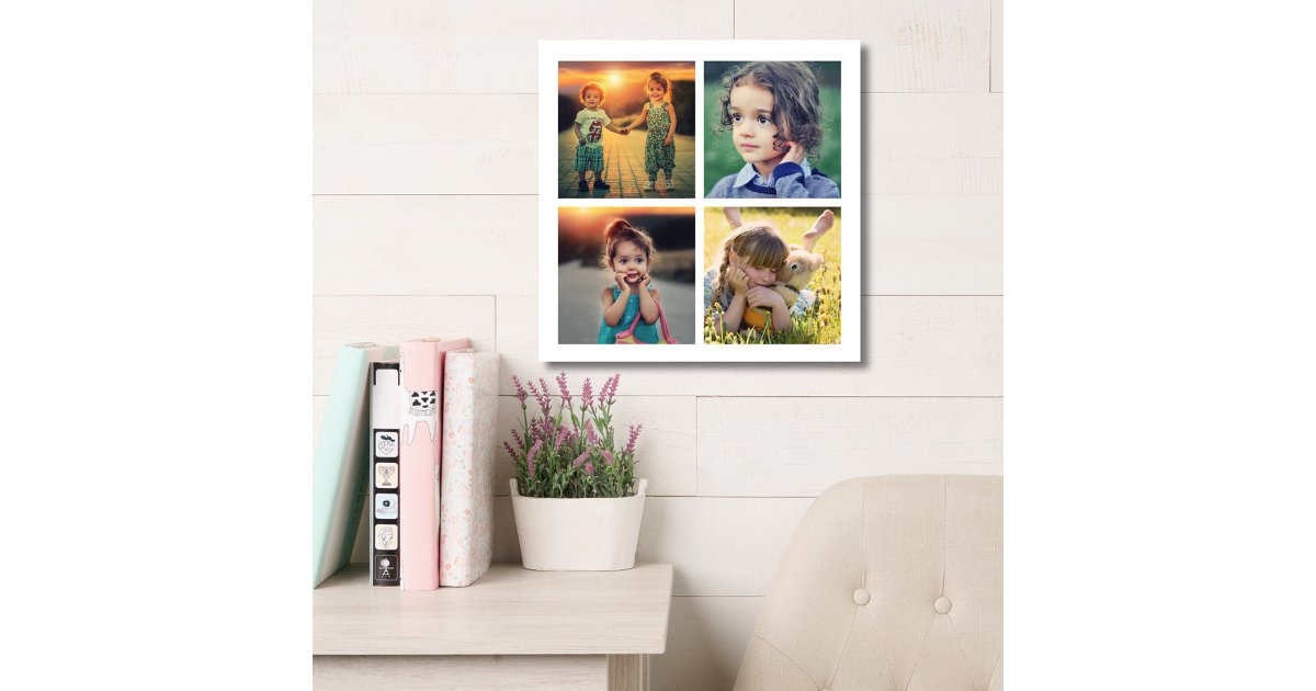 Create your own modern family photo collage gallery wrap | Zazzle