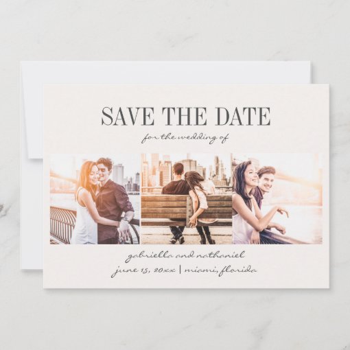 Create Your Own Modern Handwritten 3 Photo Save The Date | Zazzle
