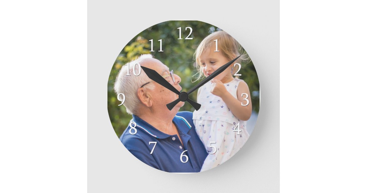 Create Your Own Modern One Photo Round Clock | Zazzle