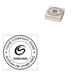 Create Your Own Modern Round Custom Business Logo Rubber Stamp | Zazzle
