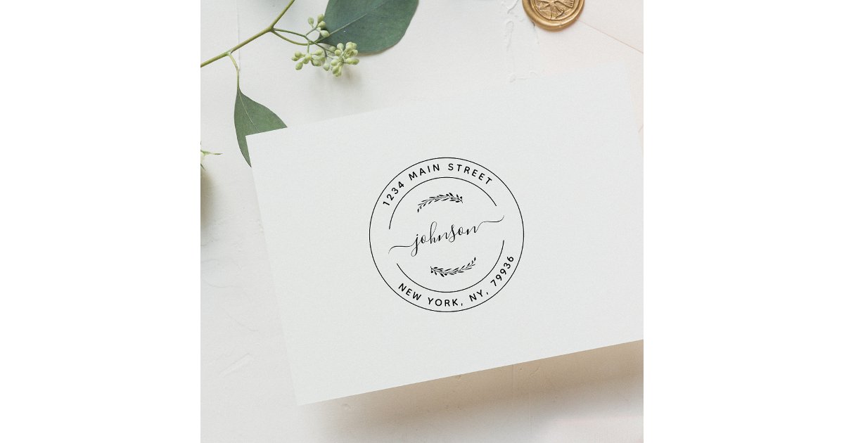 Create Your Own Modern Round Return Return Address Rubber Stamp | Zazzle
