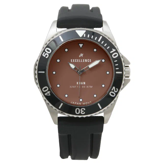 Create Your Own Monogrammed Brown Typography Mens Watch | Zazzle