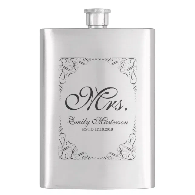Create Your Own Mr Mrs His Hers Wedding Monogram Flask | Zazzle