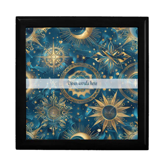 Create Your Own Mystical Blue & Gold Celestial Gift Box | Zazzle