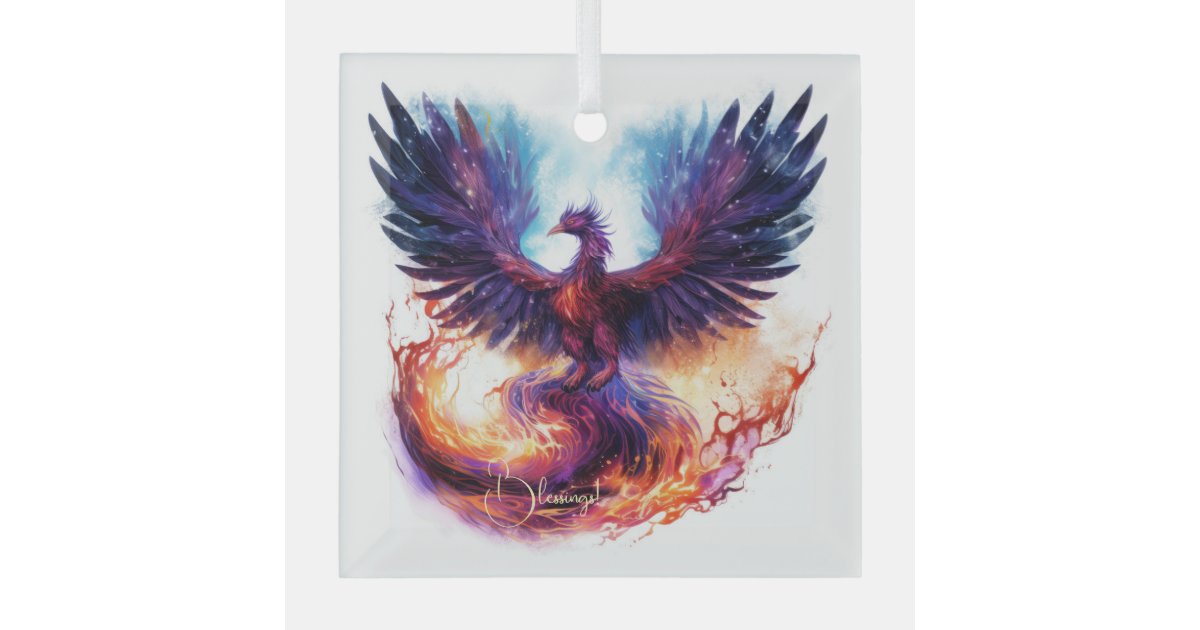 Create Your Own Mythical Phoenix Firebird Glass Ornament | Zazzle