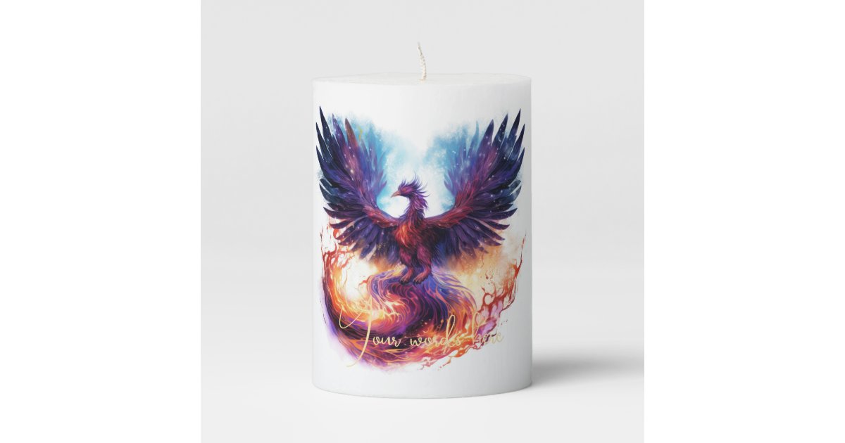 Create Your Own Mythical Phoenix Firebird Pillar Candle | Zazzle