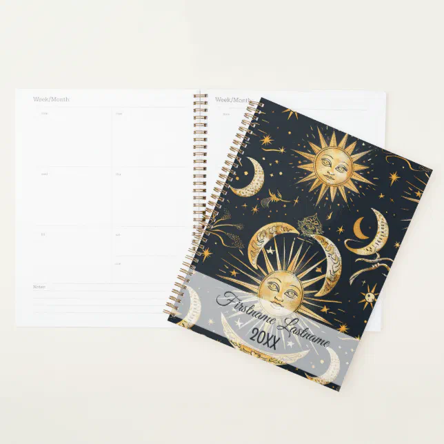 Create Your Own Ornate Celestial Blue & Gold Planner | Zazzle