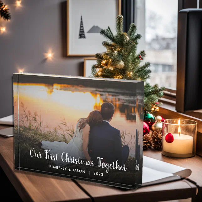 Create your own Our first Christmas together Photo Block | Zazzle