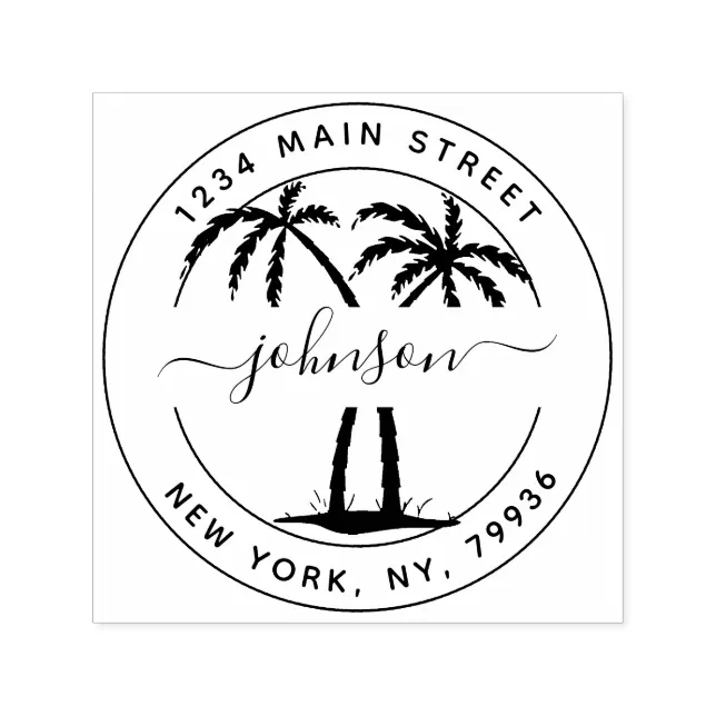 Create Your Own Palm Modern Round Return Address Self-inking Stamp | Zazzle