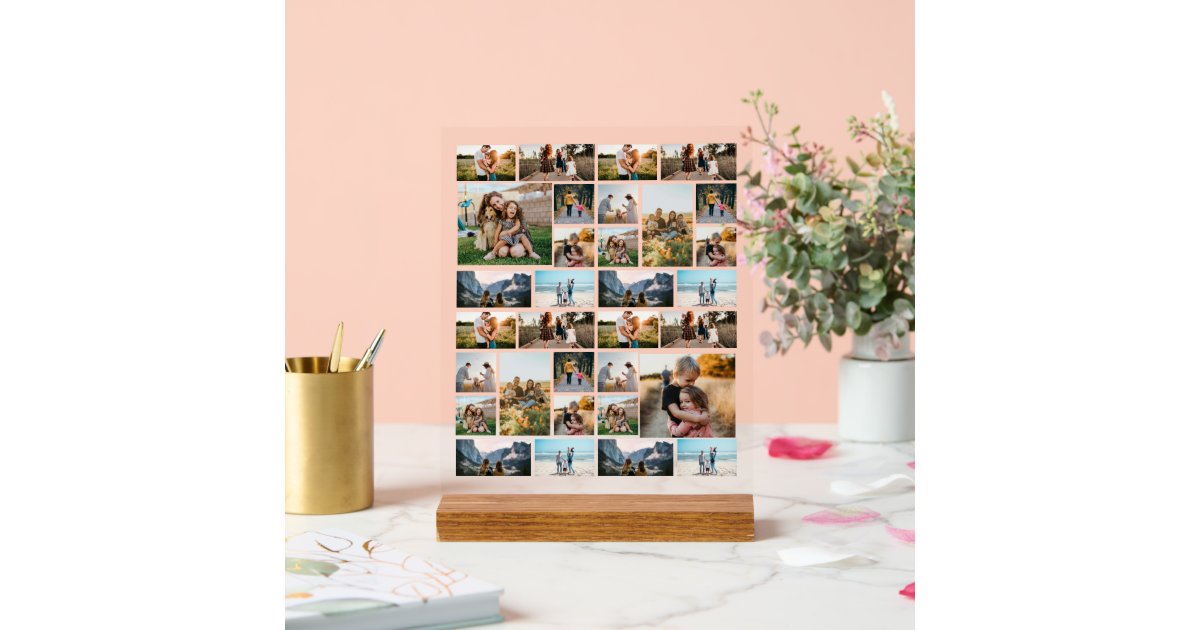 Create Your Own Personalized 32 Photo Collage Acrylic Sign | Zazzle