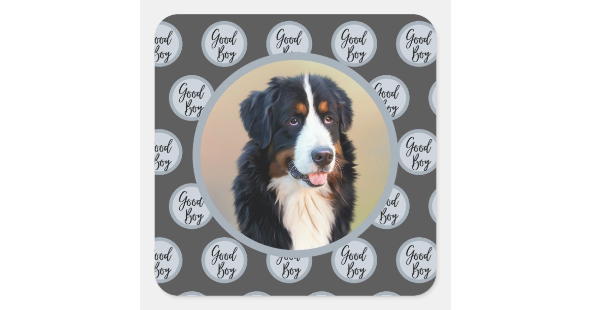 Create Your Own Pet Portrait Photo Modern Gray Square Sticker | Zazzle