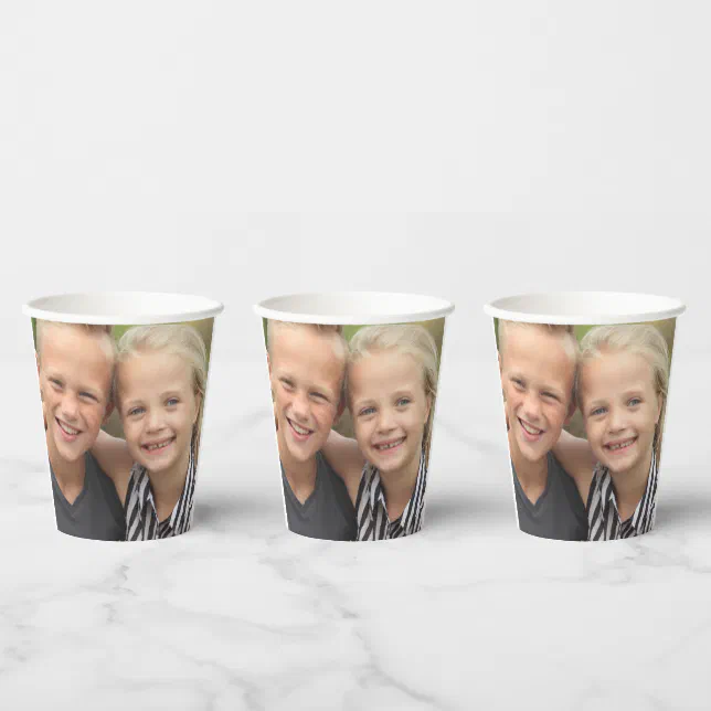 Create Your Own Photo Classic Round Sticker Paper Cups | Zazzle
