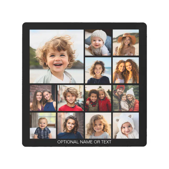Create Your Own Photo Collage - 13 photos black Metal Print | Zazzle