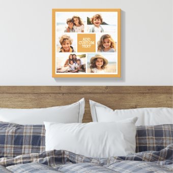 Create Your Own Photo Collage - 6 photos Monogram Canvas Print | Zazzle
