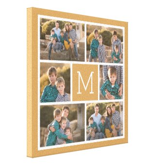 Create Your Own Photo Collage - 6 photos Monogram Canvas Print | Zazzle