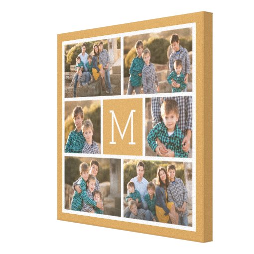 Create Your Own Photo Collage - 6 photos Monogram Canvas Print | Zazzle