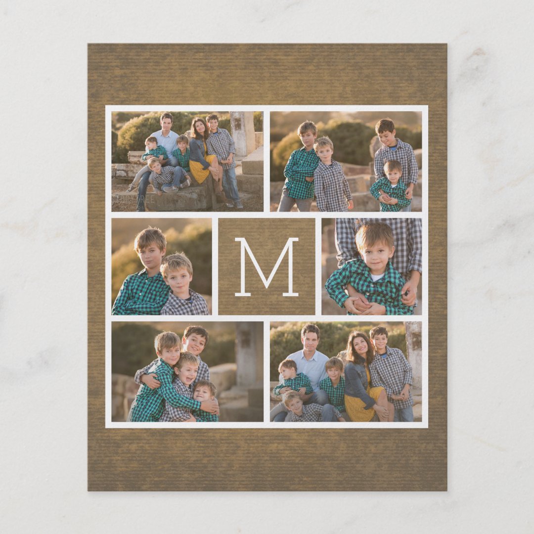 Create Your Own Photo Collage - 6 photos Monogram Flyer | Zazzle