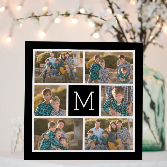 Create Your Own Photo Collage - 6 photos Monogram Foam Board | Zazzle