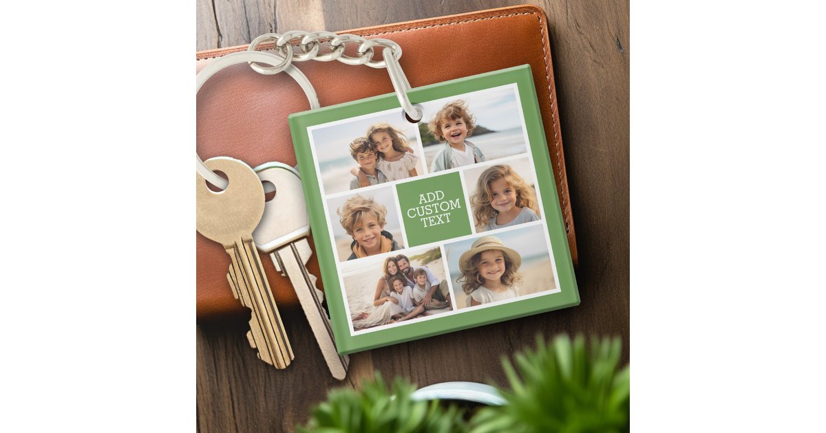 Create Your Own Photo Collage - 6 photos Monogram Keychain | Zazzle